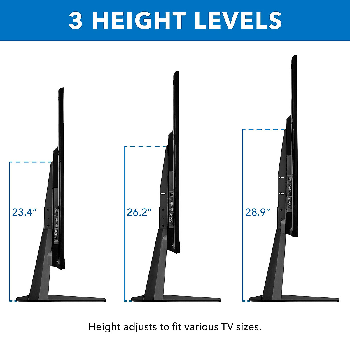 Mount-It! Tabletop TV Stand Base with Tilt Function, Universal TV Base Replacement with Height Adjustment, TV Legs Fits Most 32 to 70 inch Flat Screen TVs, VESA up to 800 by 400mm, 110 Lbs Capacity