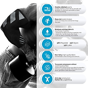 Elbow Compression Sleeve for Men & Women - Elbow Brace for Tendonitis and Tennis Elbow Relief, Golf Elbow, Joint Pains, Bowling, Weightlifting in Premium Breathable Fabric (1 Piece GREY Medium)