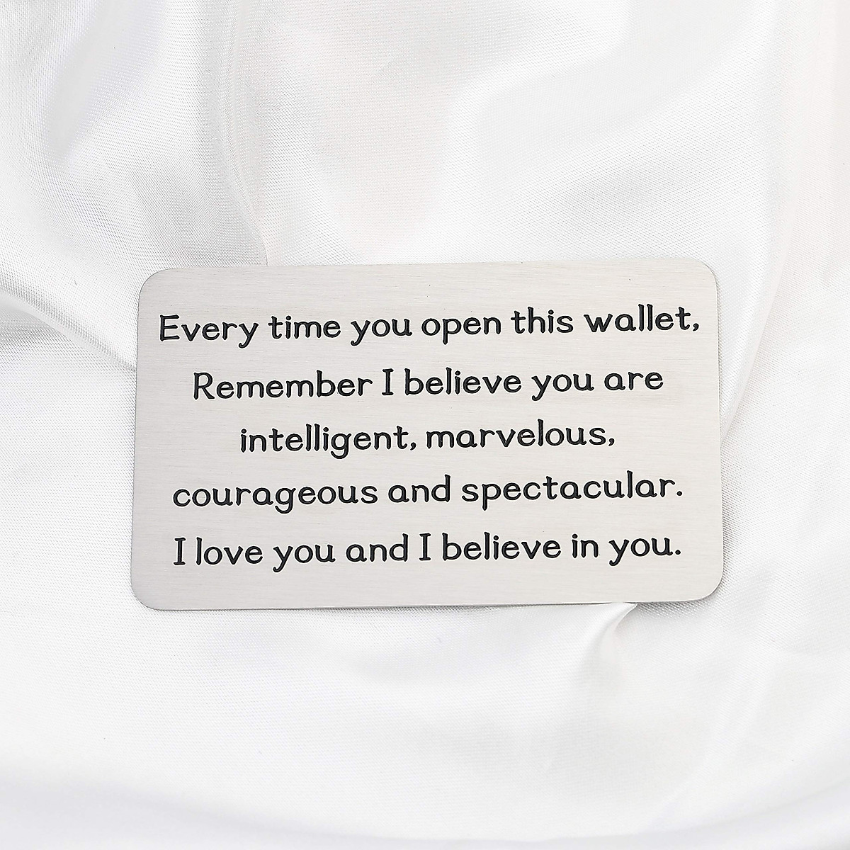 Inspirational Gift Metal Wallet Card Insert Remember I Love You And Believe In You Encouragement Gift for Son Daughter Friend Gifts (silver)