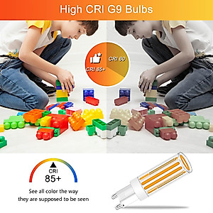 Megereet G9 LED Bulb Dimmable,75W 80W Halogen Equivalent, Warm White 2700K 8W 800LM T4 COB G9 Base LED Bulb Bi Pin Base Chandelier Lighting, No-Flicker 360°Beam Angle 120v Pack of 5