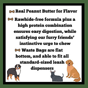 AccessiPets Dog Chew Bundles for Small & Medium Dogs, Rawhide Free Alternative 5 in Retriever Sticks Bundle with 1 Dog Waste Roll, Dental Rolls for Moderate Chewers (Peanut Butter, 10 Count)
