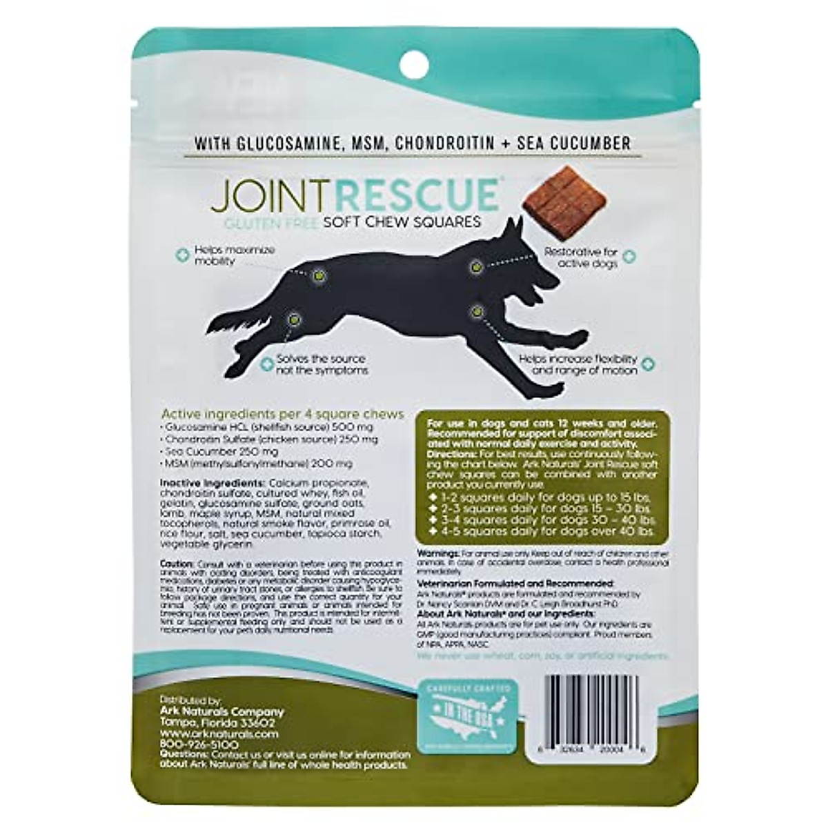 Ark Naturals Sea Mobility Joint Rescue Dog Treats, Lamb Flavor, Joint Supplement with Glucosamine & Chondroitin, 1 Pack