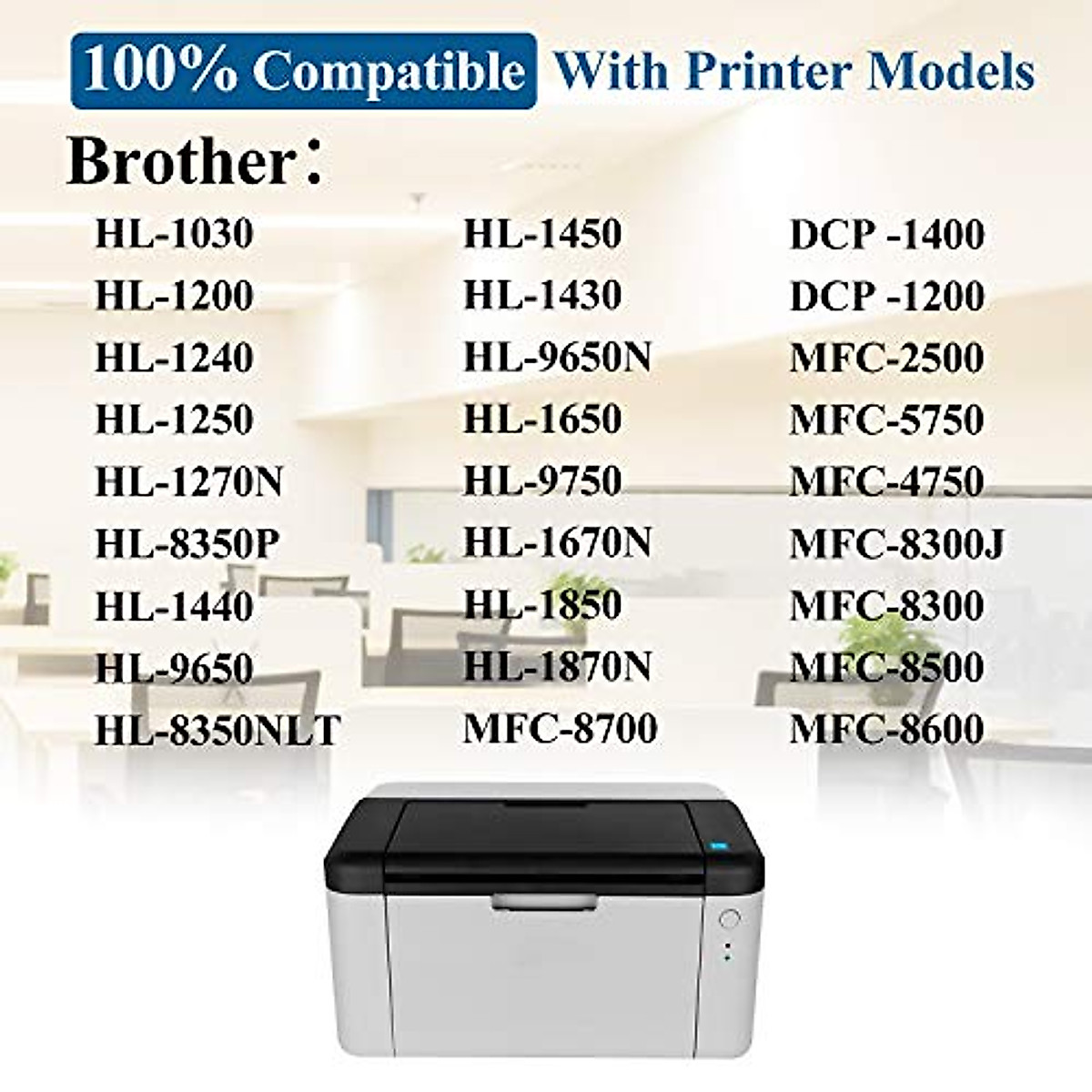 Black TN460 (1 Pack) Compatible Toner Cartridge Replacement for Brother HL-1030 1200 1430 9750 1440 1240 1250 9650 1250 1650 1870N DCP 1400 MFC 2500 8600 8300J 8700 8500 Printer, Toner Cartridge.
