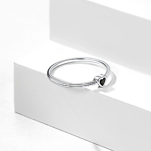Silver Wedding Band for Woman Heart Cubic Zirconia Jewelry
