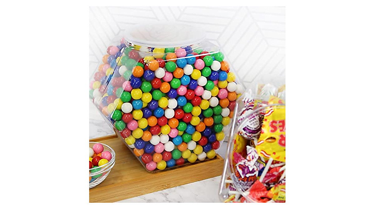 Hexagon Plastic Candy Jars 2-Pack - 1 Gallon Capacity for Snacks & Storage