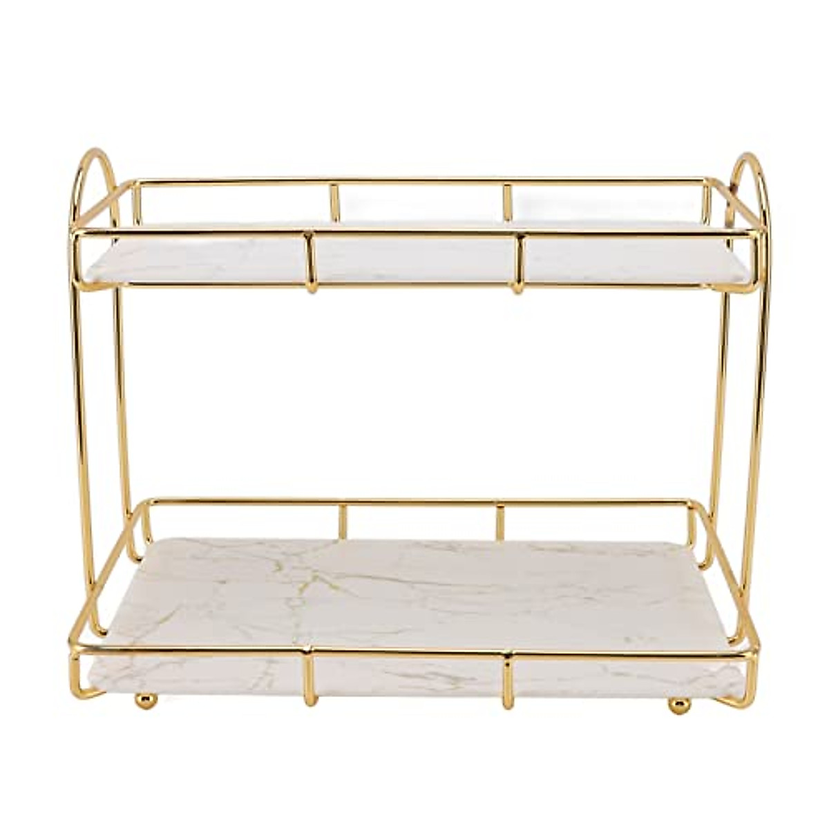YWBL-WH 2 Tier Cosmetic Storage Shelf Bathroom Countertop Organizer Makeup Organizer Shelf Vanity Organizer Rack