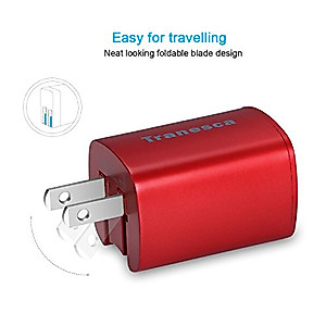 Tranesca Dual USB Wall Chargers Compatible with iPhone SE,Xs/Xs Max, XR/8/7/6S/6S Plus/6 Plus/6 and More-2 Pack (Red)