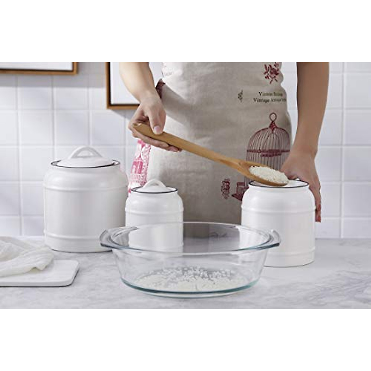 Toichi ceramic canisters | 51 FL.OZ Ceramic Food Storage Jar|White cookie jar|Ceramic canisters with lids|Coffee Canister|Ceramic jar with lid