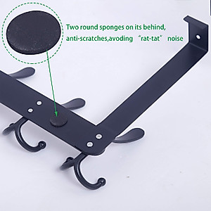 WEBI Over The Door Hook Door Hanger Hook Rack with 5 Tri Hooks for Hanging Coats, Door Towel Rack Towel Hanger Door Coat Hanger Over Door Coat Rack for Bathroom,Behind Back of Door,Black