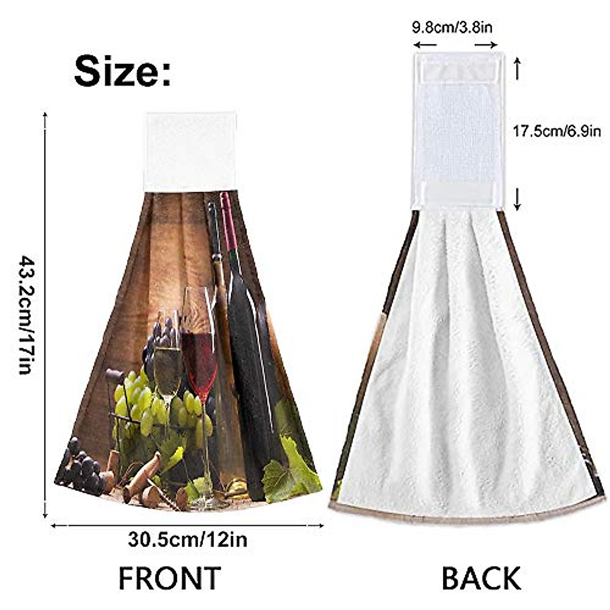 Boccsty Glasses of Red and White Wine Hanging Kitchen Towels 2 Pieces Grapes Wooden Dish Cloth Tie Towels Hand Towel Tea Bar Towels for Bathroom Farmhouse Housewarming Tabletop Home