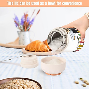CUPADA Beige Pets Funny Food Jar, Back To Insulated Hot Food Jars Vacuum 17OZ with Folding Spoon for Work Trip Picnic Camping
