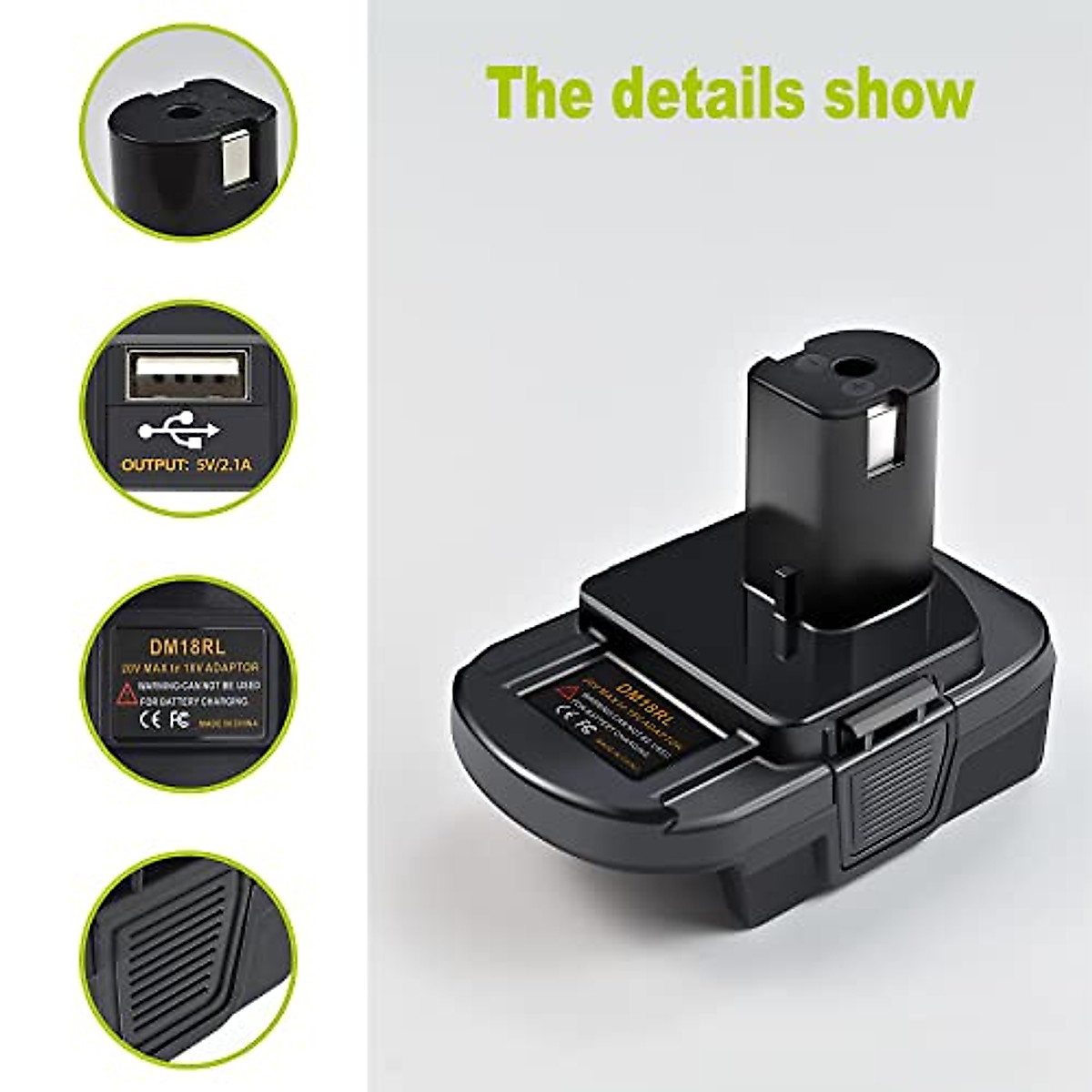 Rocivic DM18RL Battery Adapter for Dewalt to Ryobi Battery, for 18V Battery Convert to Ryobi 18V Battery, Compatible with Ryobi 18V Tools