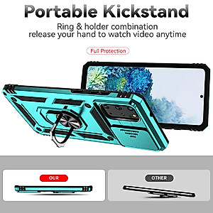 for Samsung Galaxy S20 Plus Case with Camera Lens Cover HD Screen Protector, Military-Grade Drop Tested Magnetic Ring Holder Kickstand Protective Phone Case for Samsung Galaxy S20+ Plus 5G (Mint)