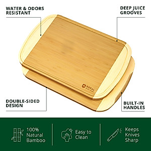 Bamboo Cutting Boards for Kitchen, Wood Chopping Boards with Juice Groove, Wooden Cutting Board for Vegetables, Fruit and Cheese | Charcuterie Serving Tray XL, 18” x 12”