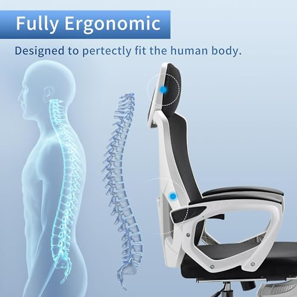 Naudhenm Office Chair Mid Back Swivel Lumbar Support Desk Chair,Computer Gaming Chair with Comfortable Armrests, Mesh Desk Chairs with Wheels, Swivel Computer Task Chair (White)