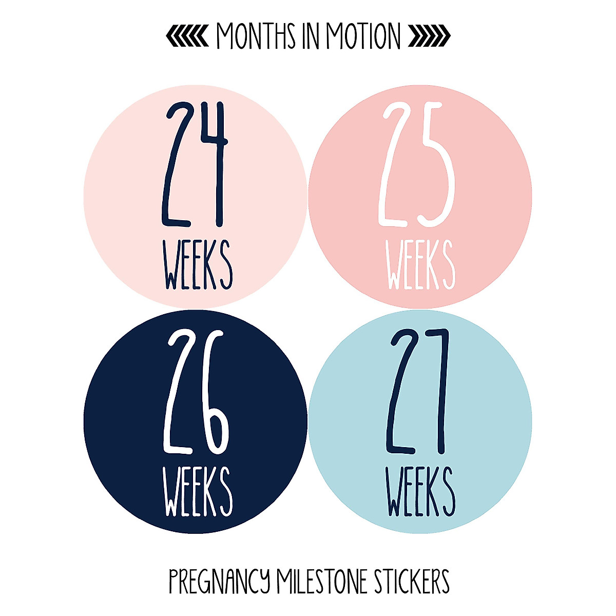 Months In Motion Weekly Pregnancy Growth Stickers | Week to Week Pregnant Expecting Photo Prop | Maternity Keepsake | Baby Bump | Weekly Stickers (Set of 36 Stickers)