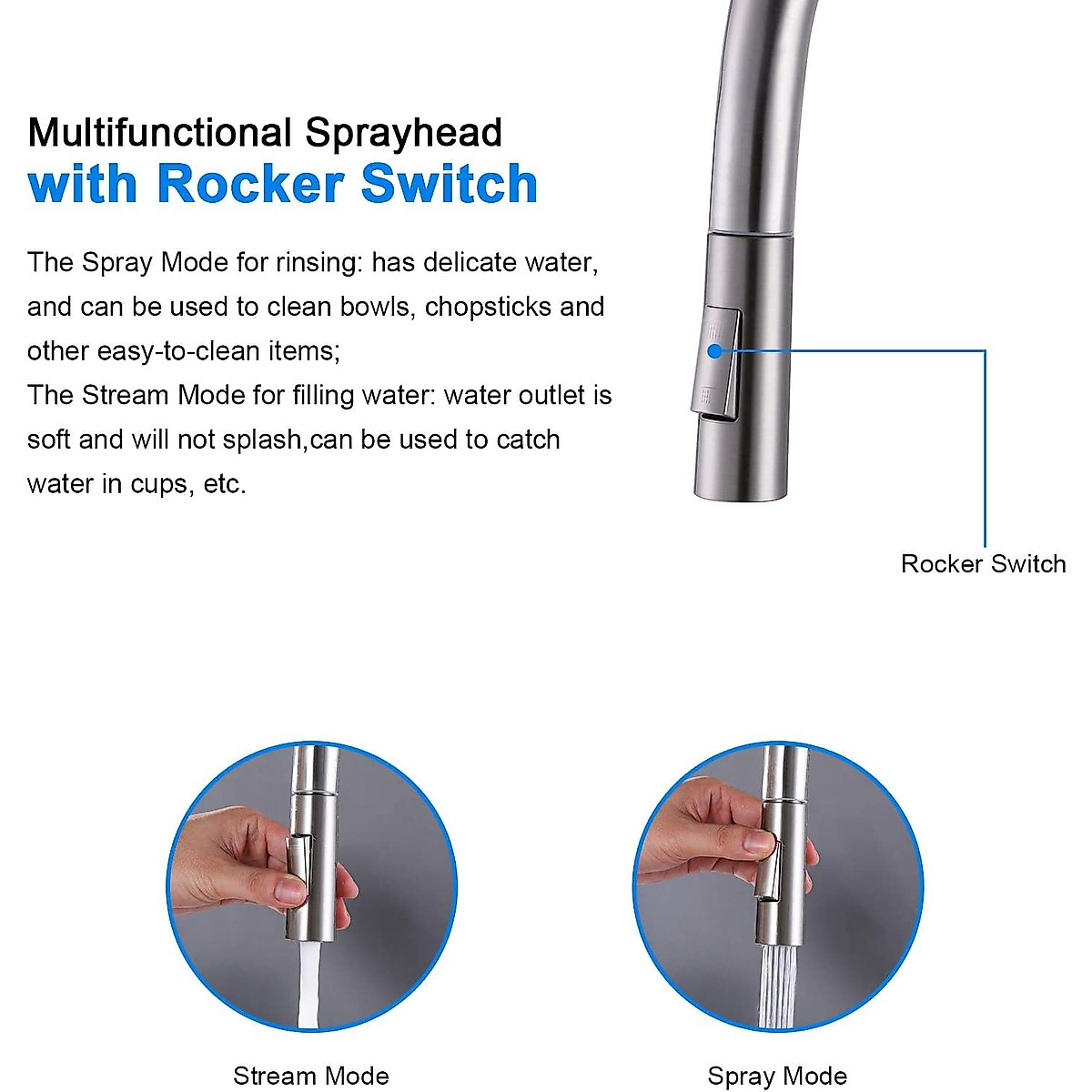 Touchless Kitchen Faucet,Touch Faucet for Kitchen Sink with Pull Down Sprayer, Kitchen Sink Faucets with Pull Out Sprayer,Brushed Nickel Stainless Steel Kitchen Faucets