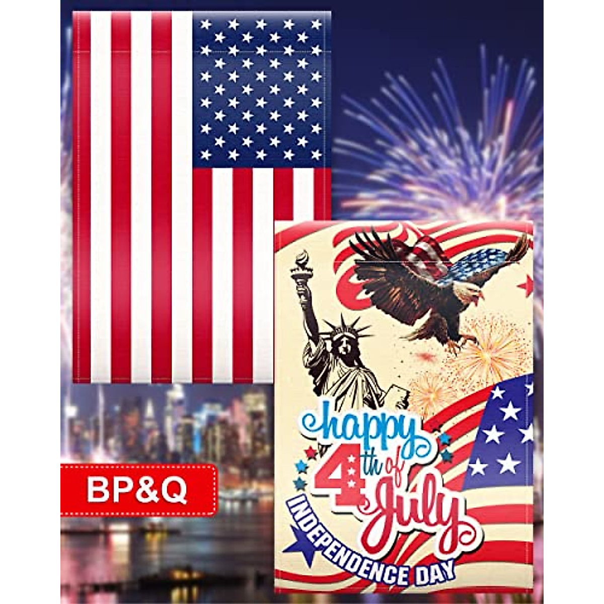 BP&Q Seasonal Garden Flags 12x18 Double Sided Set of 12 - Outdoor Garden Flag Set Holiday Decorations for All Seasons - Small Yard Flags for Outside with Anti-Wind Clip and Stopper