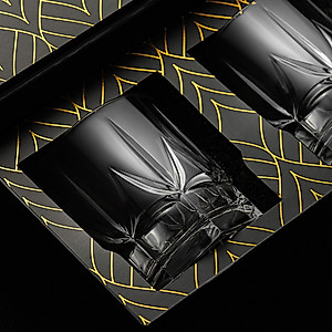 World’s First Eco-Friendly Crystal Whiskey Glasses - European Crafted Set of 2 Imperial Glass Tumblers (12oz) for Scotch, Bourbon, Old Fashioned Cocktails & Drinks - Elegant Gold Foil Gift Box