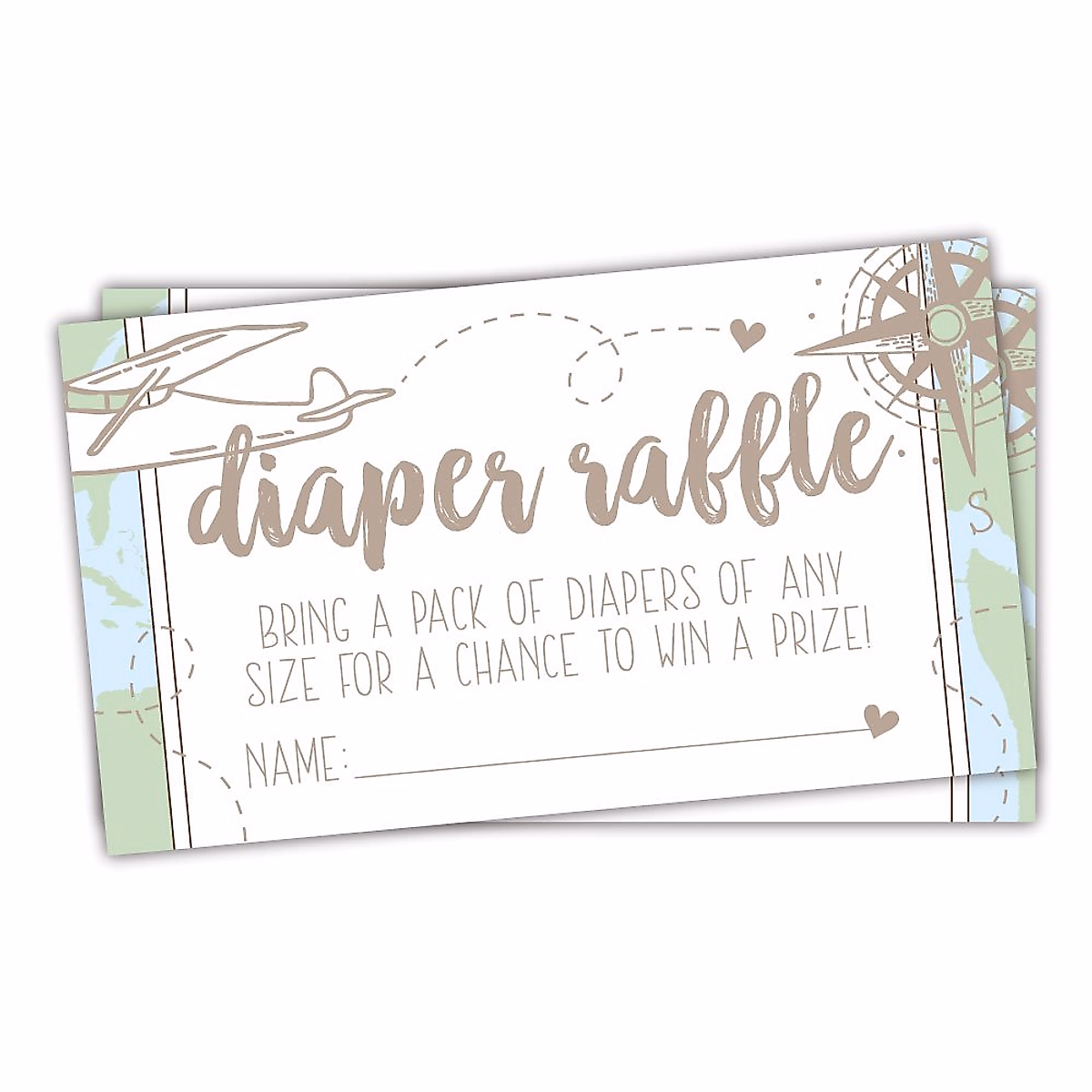 50 Adventure Awaits Diaper Raffle Tickets for Baby Shower - Invitation Inserts