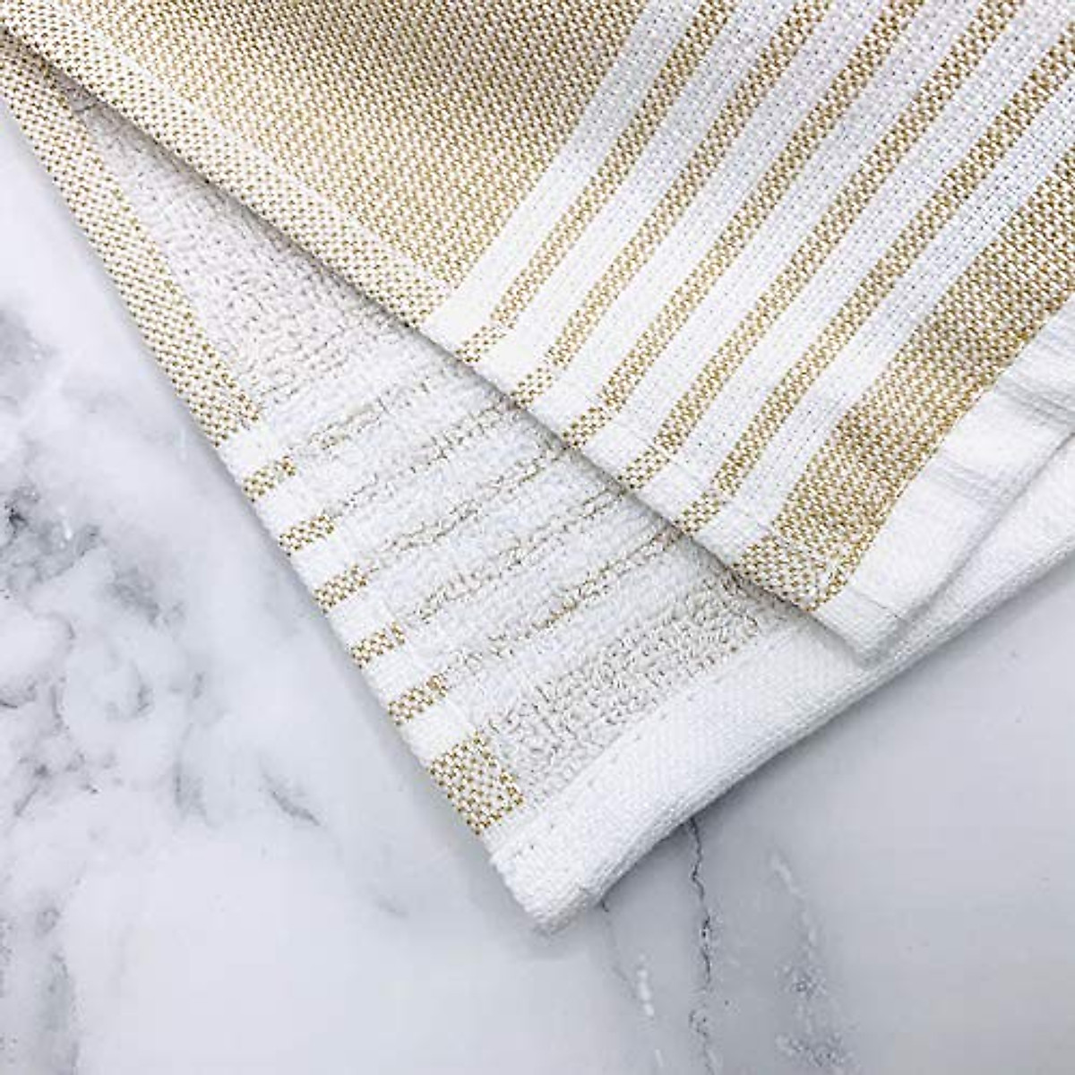 The Accented Co. Dish Cloths, Set of 8 - Absorbent, Fast Drying Dish Towels - Turkish Cotton with Hanging Loop (12x12 inches)(Beige Tan Brown)