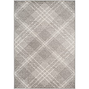 SAFAVIEH Adirondack Collection 6' x 9' Light Grey/Ivory ADR129B Modern Plaid Non-Shedding Living Room Bedroom Dining Home Office Area Rug