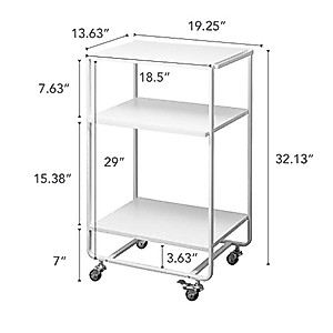 YAMAZAKI Home 3-Tier Storage Utility Kitchen/Bathroom | Steel | Rolling Carts, One Size, White