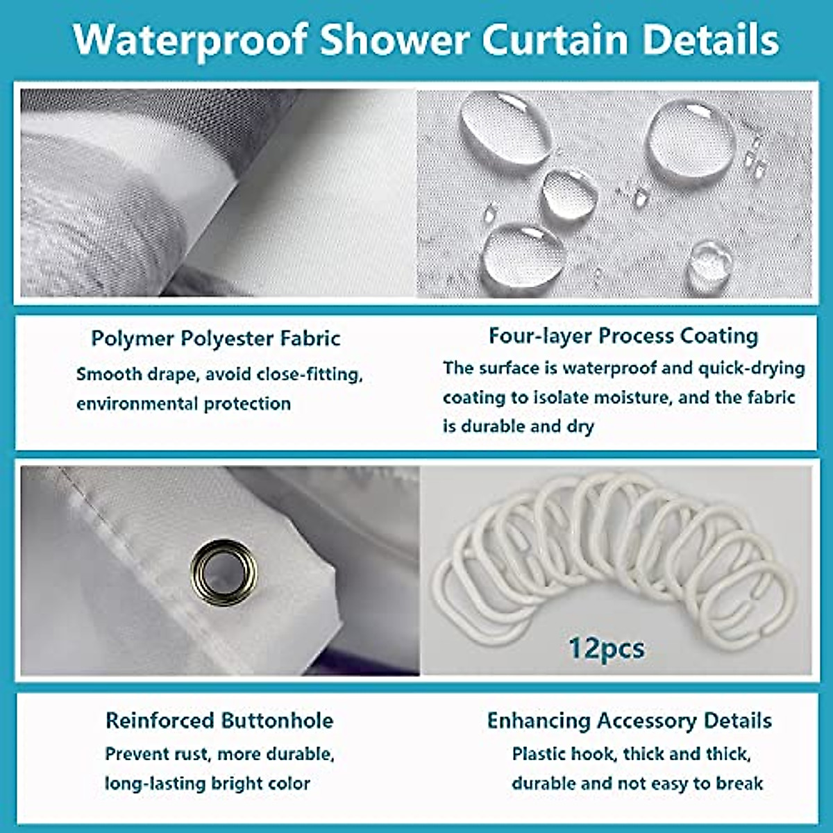 Acxzorpv 4 Pcs Get Named Black Marble Shower Curtain and Rugs Set Bathroom Sets with Bath Mat Waterproof Bathroom Curtain with 12 Hooks (Black)