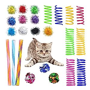 Andiker Cat Toys for Indoor Cats, 4 Big Cat Springs & 8 Small Springs Cat Interactive Toy for Swatting, Biting, Hunting Cat Creative Toy to Kill Time and Keep Fit Colorful Plastic Spring (26pc)