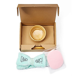 Bamboo Face Mask Mixing Bowl Set DIY Tools Set Skin Care Eco Friendly Wooden Set, 6 in 1 Set Bowl,Spatula,Spoon,Brush,Headband Washable Sponge Green Headband Set (Green Headband)