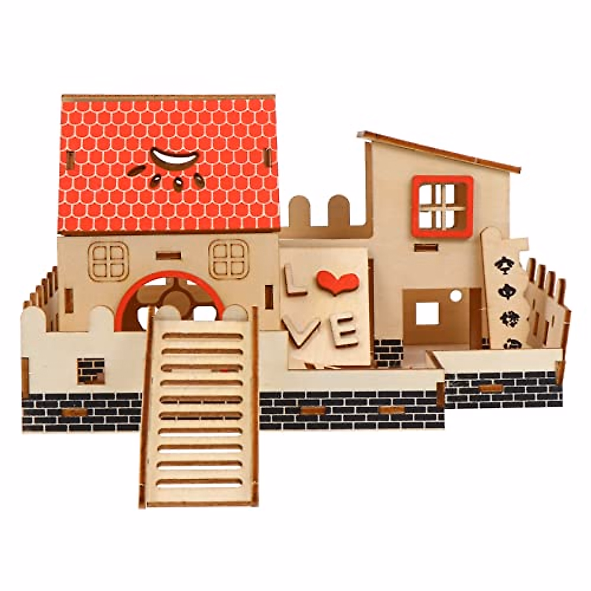 STOBOK 1Pc Wooden Hamster House with Ladders, Hamster Toys Hamster Hideout Hamster Maze Hamster Platform Gerbil Toys Hamster Cage Accessories for Small Animals