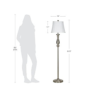 Catalina Lighting 21549-000 Traditional 2-Way Tall Decorative Metal Floor Lamp with Linen Shade, Brushed Steel