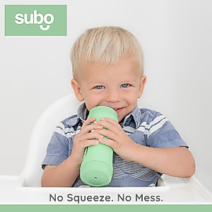 Subo Baby Food Bottle Starter Set | No Mess Baby Toddler Self Feeder | Squeeze Free Design for Purees, Smoothies, Yogurt, Oatmeal, or Thickened Liquids | Reusable Silicone Washable Cup (Mint)