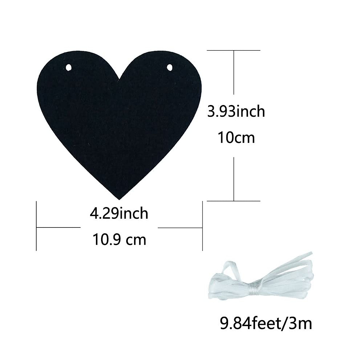 FAZHBARY 2 Pack Black Felt Heart Garland Banner for Valentines Banner Gothic Decor Farewell Wedding Anniversary Party Decorations