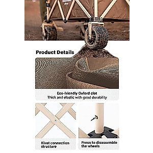 Naturehike Collapsible Outdoor Utility Folding Wagon, Heavy Duty Beach Wagon Cart, Large Capacity Foldable Grocery Wagon for auto Camping Garden Sports Outdoor Use (Almond White)