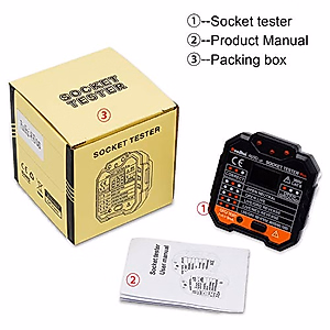 Ruoshui Outlet Tester 48-250V, GFCI Tester CAT II 300V, Receptacle Tester with Voltage Display, Standard US Electrical Socket Tester with 7 Visual Indications for Home & Professional Use…