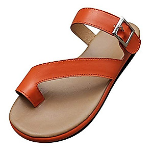 Sandals for Women Flat,Women's 2020 Toe Ring Comfy Platform Sandal Shoes Summer Beach Travel Fashion Slipper Flip Flops Orange