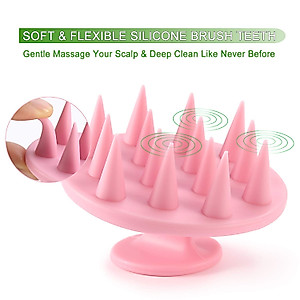 BESTOOL Hair Scalp Massager Shampoo Brush with Soft Silicone Bristle, Scalp Scrubber Exfoliating for Women, Men Dandruff Treatment, Hair Growth and Stress Release (Pink)