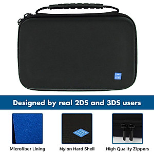 New 3DS XL Case by TAKECASE - Compatible with New 2DS XL - Travel Carrying Case Includes XL Stylus, Protective Hard Shell, 16 Game Storage, Accessories Pouch - Blue/Black [UPDATED FEB 2018]
