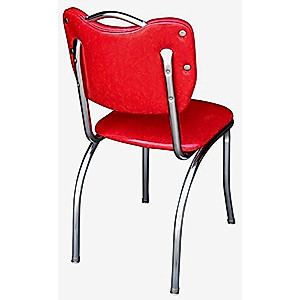 Richardson Seating Handle Back Chrome Diner Chair with 1" Pulled Seat, Cracked Ice Red