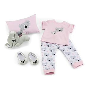 Emily Rose 18 Inch Doll Clothes & Accessories PJ Pajamas Outfit | Koala 18" Doll Pajama Gift Set with Doll Slippers, Pet Koala Toy and Doll Pillow Accessory!