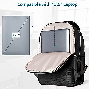 Fasrom Teacher Laptop Bag Backpack for Work Women, 15.6 Inch Computer Bag Casual Daypack with USB Charging Hole for Travel, Business and College, Black (Empty Bag Only)