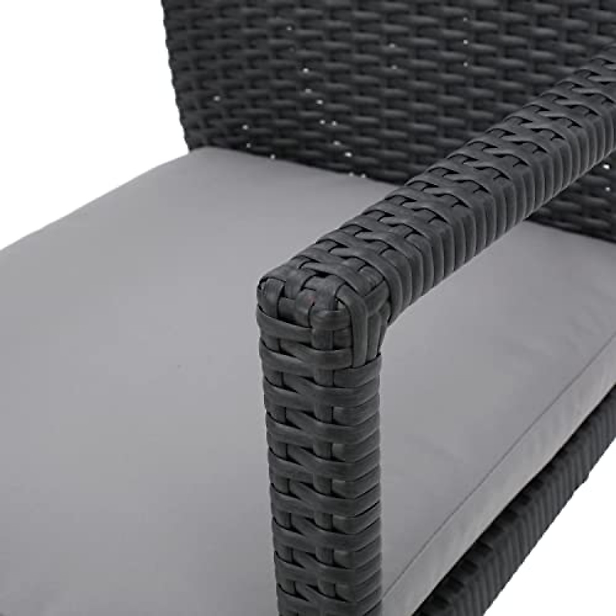 Christopher Knight Home Corsica Outdoor Wicker Dining Chairs with Cushions, 2-Pcs Set, Grey