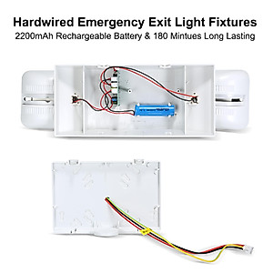 24 Pack Emergency Light Fixture, Commercial Emergency Lights with Battery Backup, Square 2 Head Adjustable LED Emergency Light for Home Power Failure Business, Emergency Exit Light AC 110V-277V