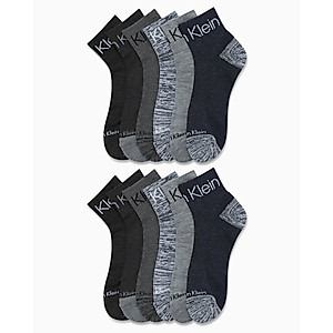 Calvin Klein Men's Socks - Athletic Cushioned Quarter Cut Ankle Socks (12 Pack), Size 7-12, Assorted