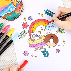 Pagather 48 Colors Acrylic Paint Markers, Dual Tip with Fine Tip and Brush Tip Pens for Stone, Wood, Calligraphy, Canvas, Ceramic, Metal, Glass, Rock Painting, DIY Crafts