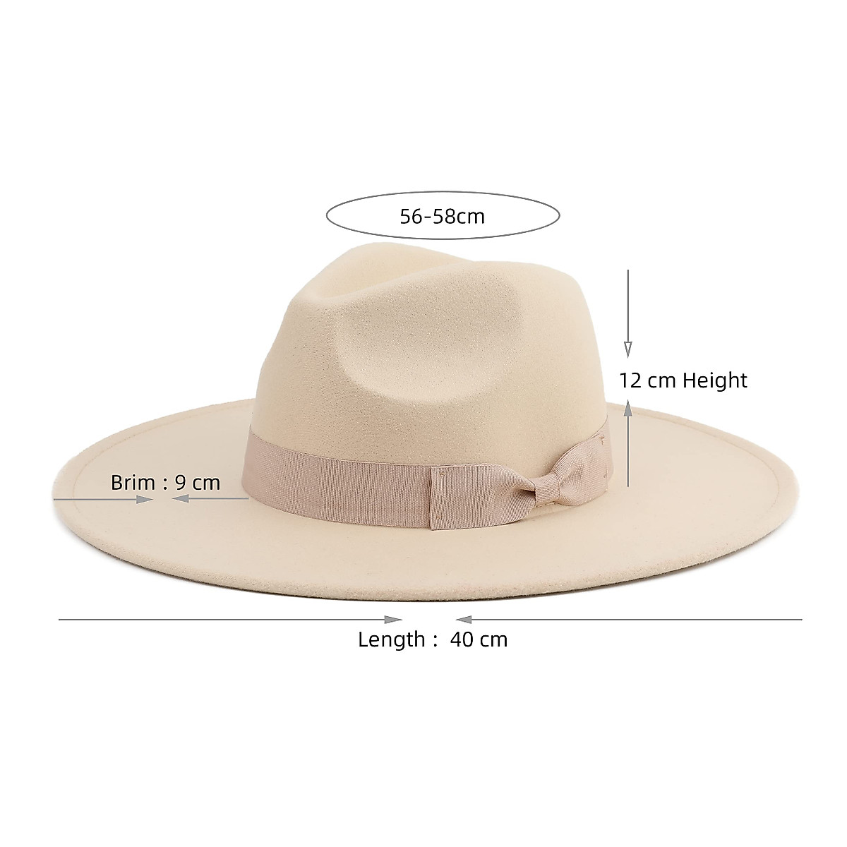 Pro Celia Big Wide Brim Women Fedora Hat (Rice)
