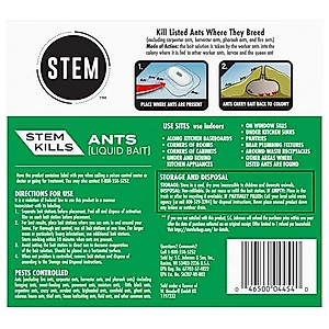 STEM Liquid Ant Baits, Kills The Queen and Colony, for Indoor Use, 8 Spill Proof Bait Stations