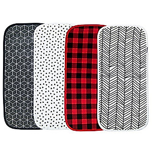 TheAZBaby Baby Burp Cloths for Boys and Girls 4 Pack, Large 21"x10", Triple Layer, 100% Organic Cotton, Thick, Soft and Absorbent Towels, Burping Rags for Newborns