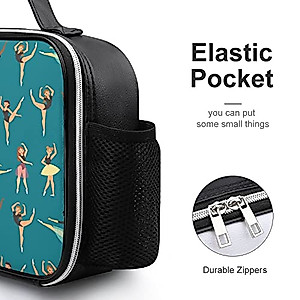 Dancing Ballerinas Printed Lunch Box Insulated Leakproof Cooler Tote Bag Reusable for Travel Work Picnic